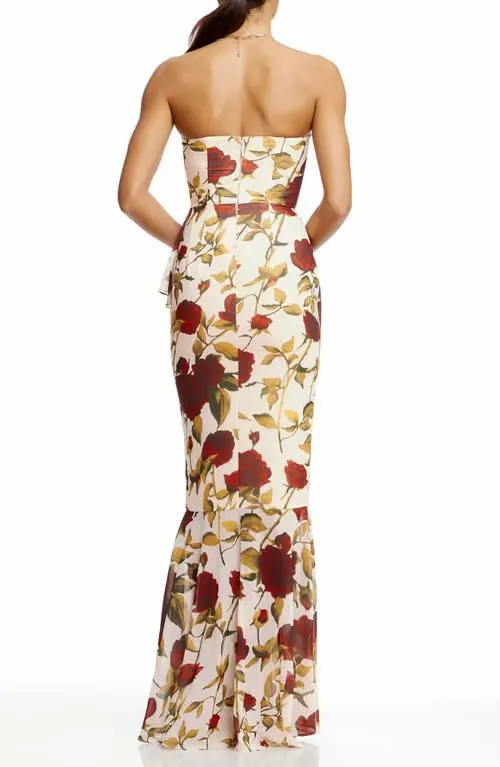 Dress The Population Paris Floral Ruffle Gown