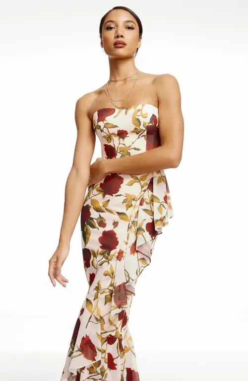 Dress The Population Paris Floral Ruffle Gown