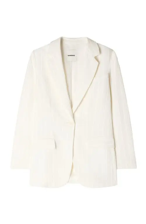 Sandro Sequinned Striped Suit Jacket - Ecru