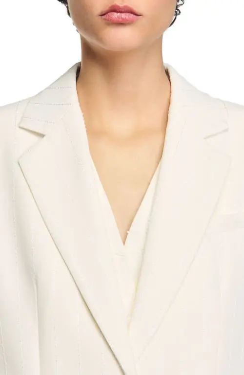 Sandro Sequinned Striped Suit Jacket - Ecru