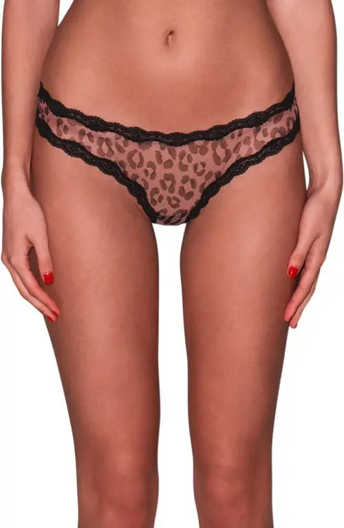 Fleur Du Mal Printed Underwire Sheer Tulle Thong - Leopard Print