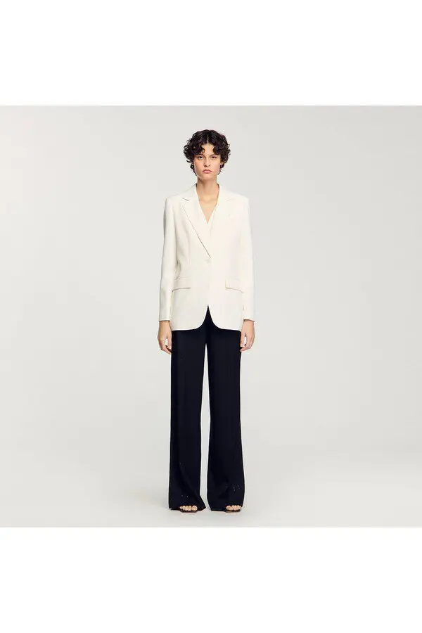 Sandro Sequinned Suit Jacket - Neutral / White