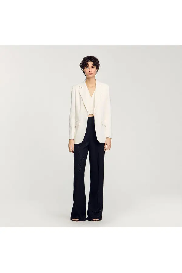 Sandro Sequinned Suit Jacket - Neutral / White
