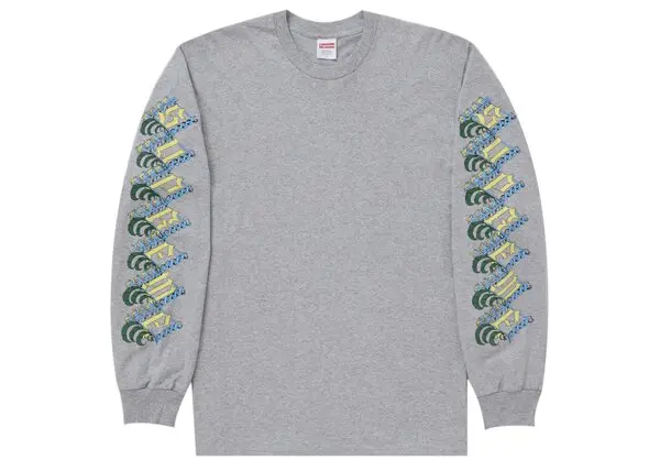 Supreme Strawberries Long Sleeve Tee Shirt - Heather Grey