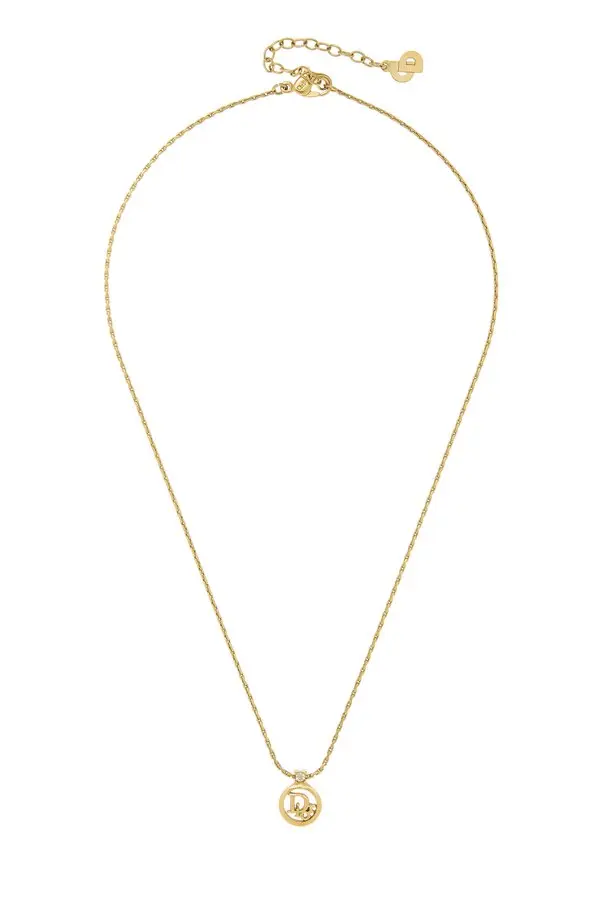 Dior Round Logo Necklace - Gold