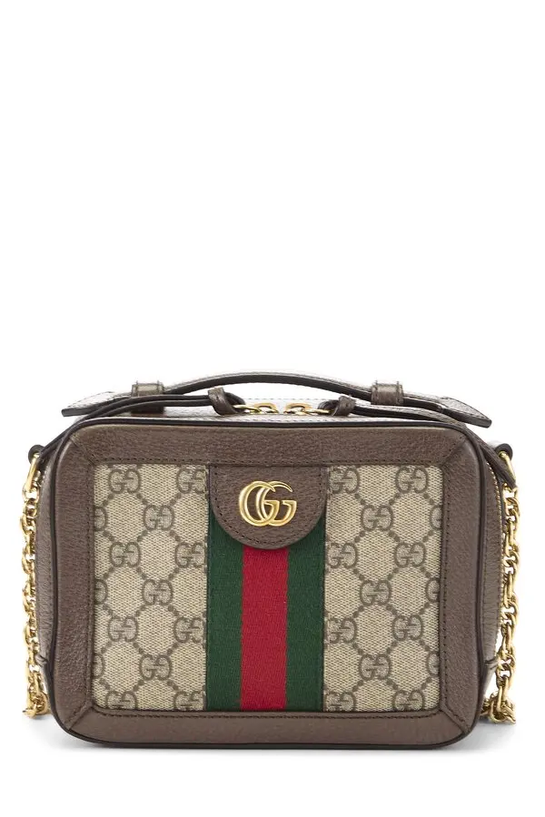 Gucci Gg Supreme Canvas Ophidia Top Handle Bag - Brown