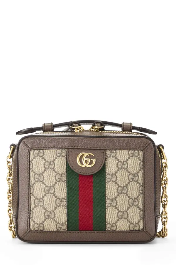 Gucci Gg Supreme Canvas Ophidia Top Handle Bag - Brown