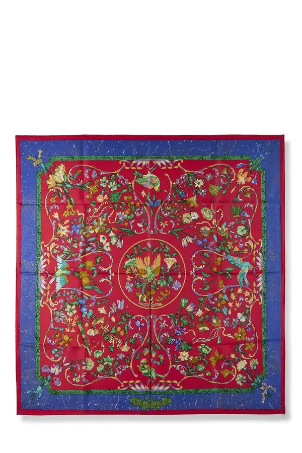 Hermès Multicolor 'pierres D'orient Et D'occident' Silk Scarf 90 - Red