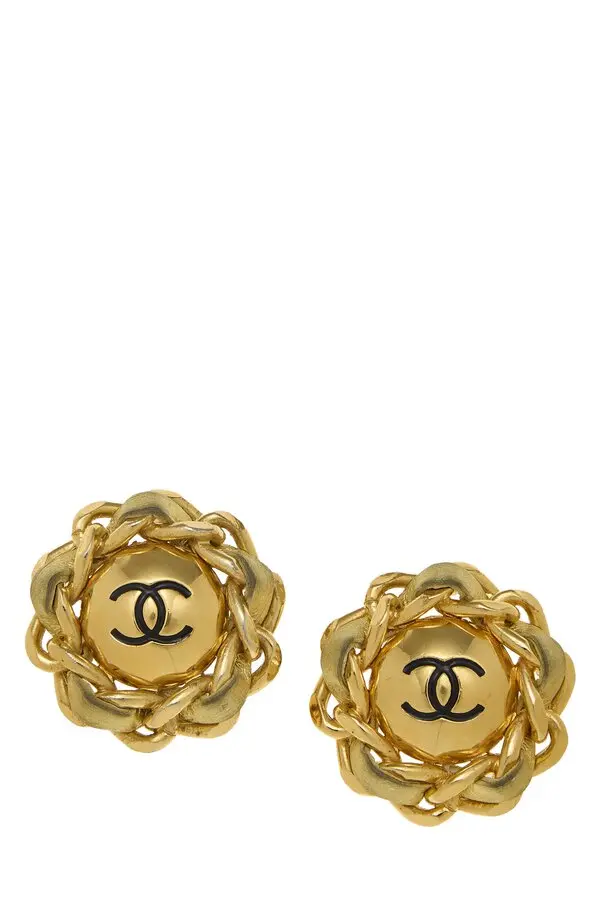 Chanel Cc Clip On Earrings - Gold