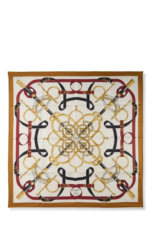 Hermès Eperon D'or' Silk Scarf 90 - Brown