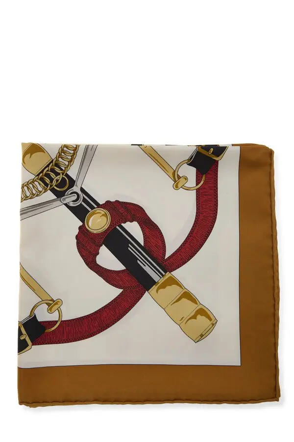 Hermès Eperon D'or' Silk Scarf 90 - Brown