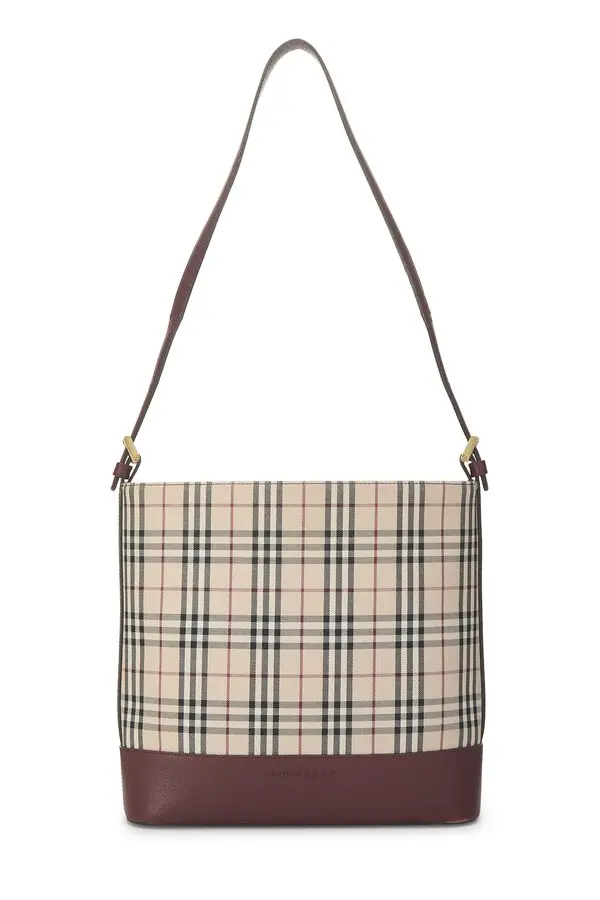 Burberry Check Jacquard Canvas Hobo - Beige