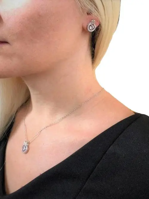 DLORIA Hollywood Sensation Cubic Zirconia Necklace And Earring Set - Gold
