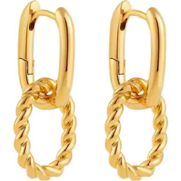 HOLLYWOOD SENSATION Double Hoop Drop Earrings - Gold
