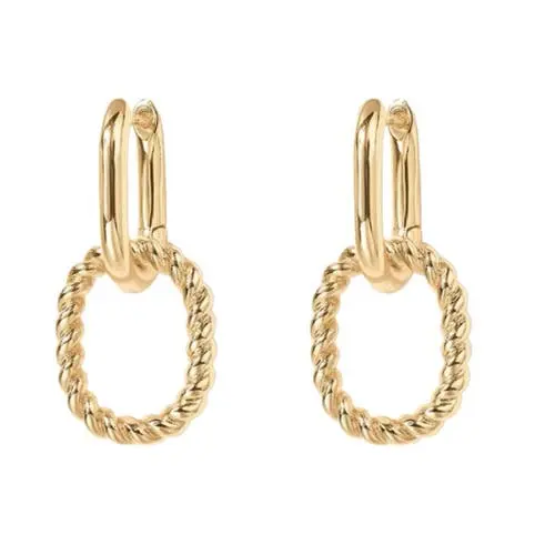 DLORIA Hollywood Sensation Double Hoop Drop Earrings - Gold