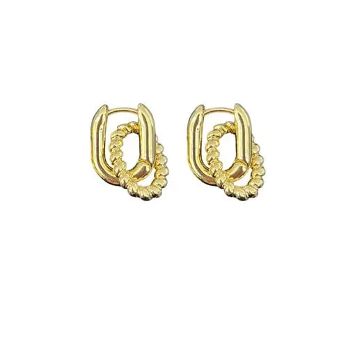 DLORIA Hollywood Sensation Double Hoop Drop Earrings - Gold