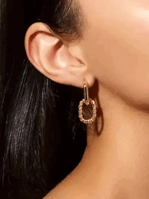 DLORIA Hollywood Sensation Double Hoop Drop Earrings - Gold