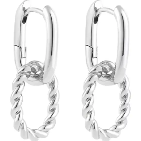 HOLLYWOOD SENSATION Double Hoop Drop Earrings - Silver
