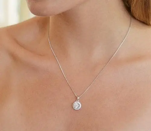 DLORIA Hollywood Sensation Halo Cubic Zirconia Necklace And Earrings Set