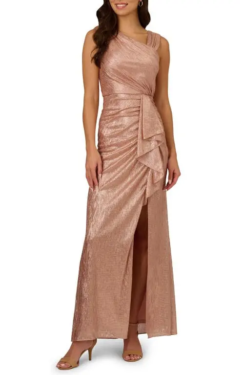 adrianna papell rose gold dress Xscape Sequin Faux Wrap Gown – DGFOutlet