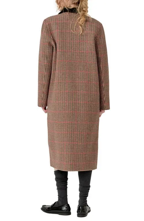 English Factory Houndstooth Wool-blend Coat