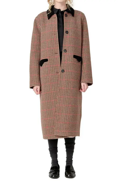 English Factory Houndstooth Wool-blend Coat