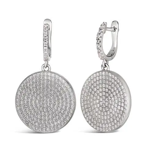 ANNA ZUCKERMAN Diamond Crystalline Disc Earrings - Platinum