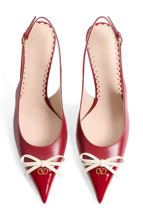 Valentino Garavani Bepointy Slingback Pumps - Red/ivory