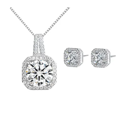DLORIA Hollywood Sensation Katlyn Necklace And Gabriela Earrings Set - Silver