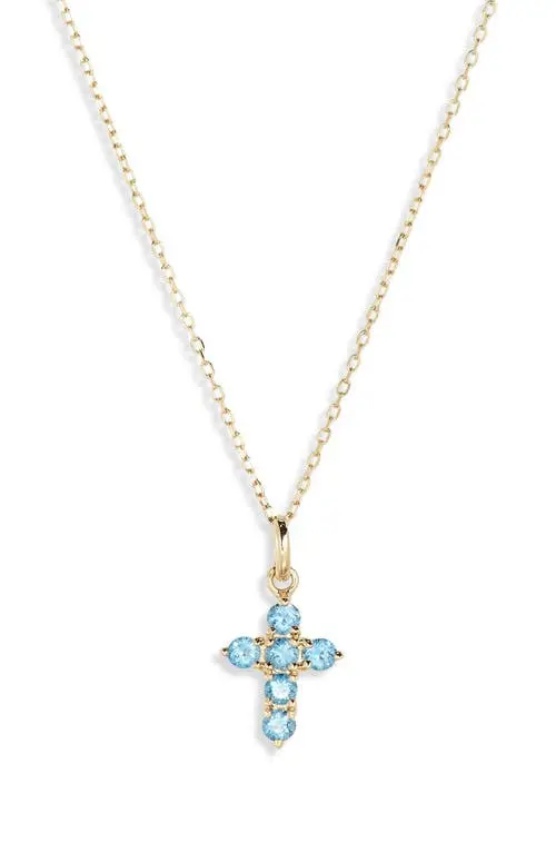 Bony Levy Topaz Cross Pendant Necklace - 14k Yellow Gold Blue Topaz