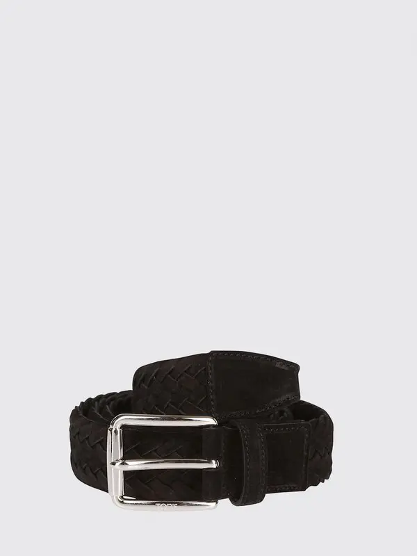 TOD'S Suede Leather Belt With Metal Buckle - Black
