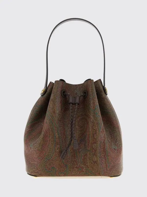 Etro Arnica Paisley Print Coated Cotton Bucket Bag - Brown