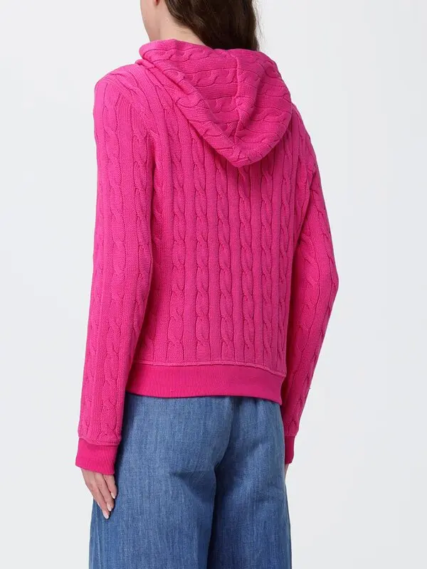 Polo Ralph Lauren Cable Knit Zip-up Hoodie - Fuchsia