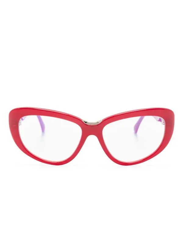 Max Mara Logo-engraved Cat-eye Frame Glasses - Red