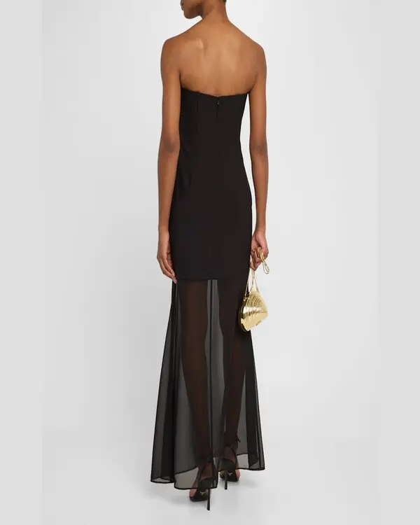 chinese dress ladies Liv Foster Satin Strapless Gown in Black – Suite 201 main image 1