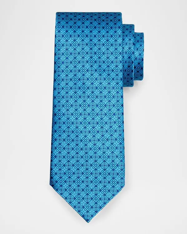 Stefano Ricci Geometric Print Silk Tie - Light Blue