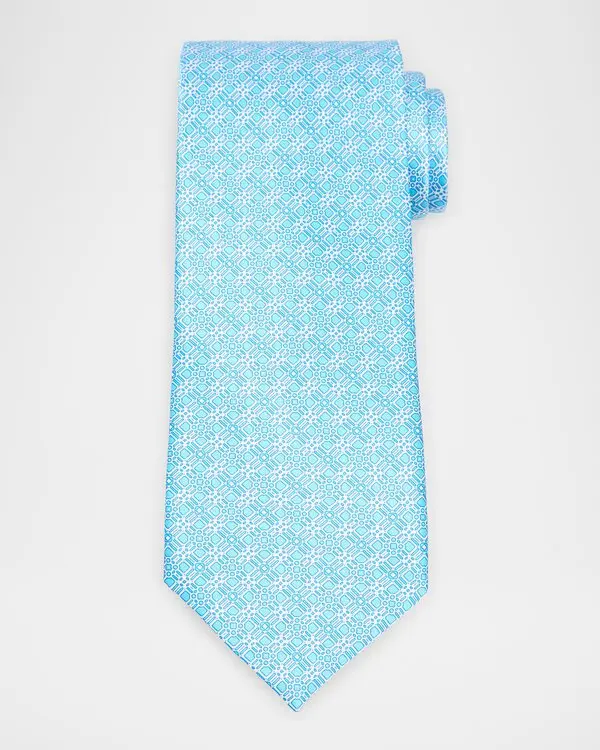 Stefano Ricci Geometric Print Silk Tie - Turquoise