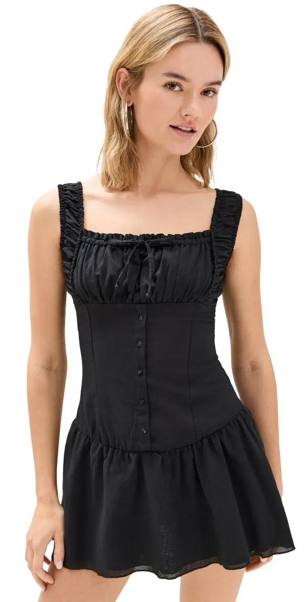Frankies Bikinis Christa Gauze Mini Dress In Black - 50% Off | Editorialist