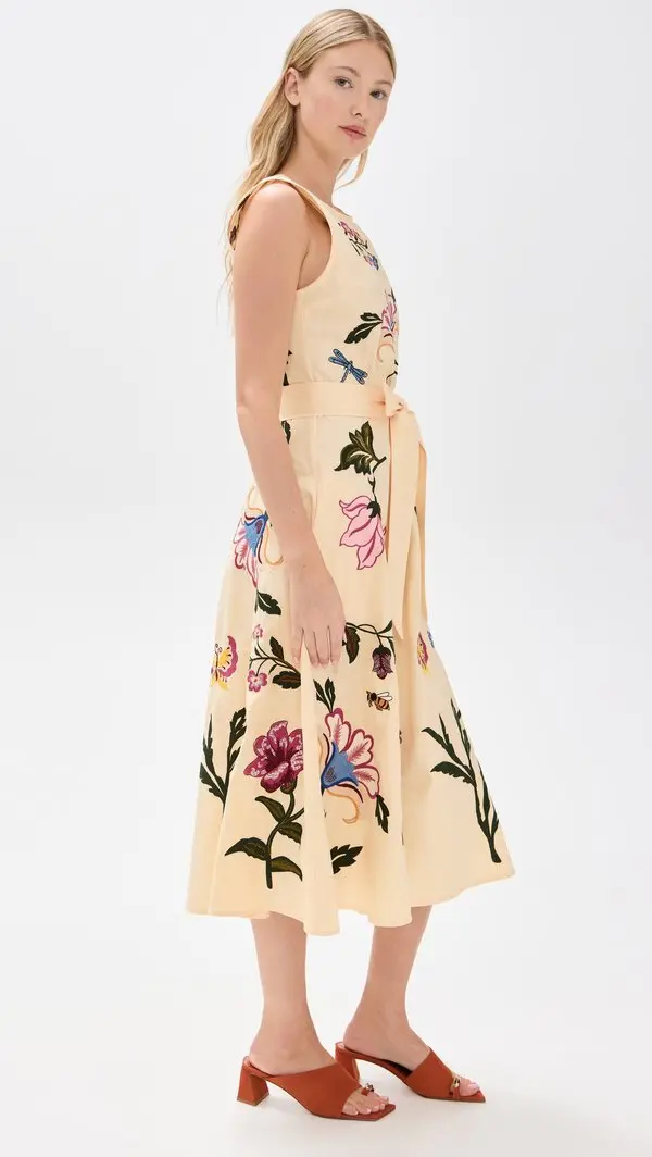fanm mon gloriosa floral embroidered dress Gloriosa Floral Embroidered Midi Dress – Confête main image 0