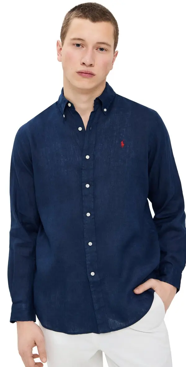 Ralph Lauren Long Sleeve Linen Shirt - Newport Navy