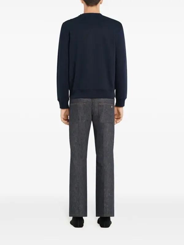 COURREGES Buttoned Fleece Sweatshirt - Blue
