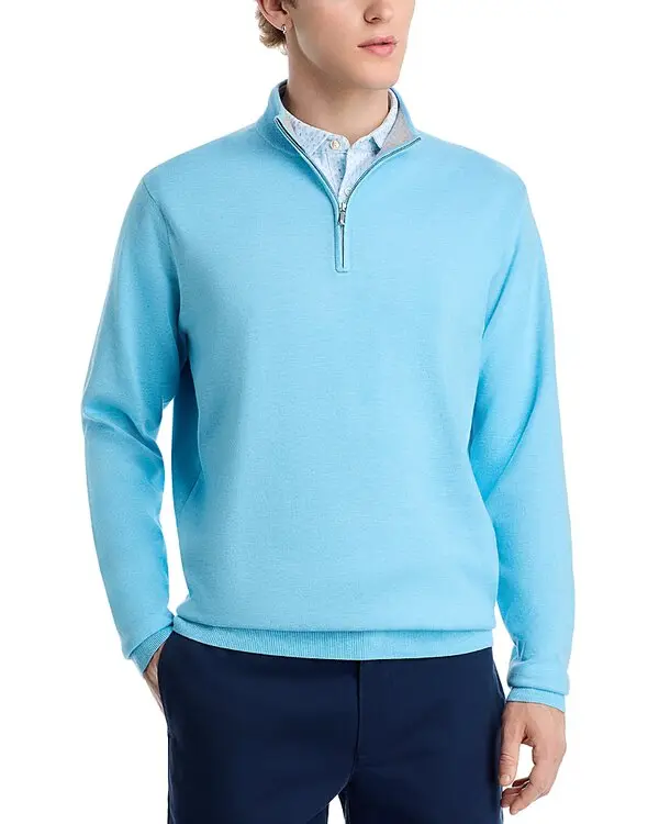 Peter Millar Crown Coolspun Cotton Quarter Zip Sweater - Seaport