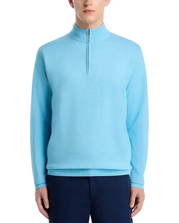Peter Millar Crown Coolspun Cotton Quarter Zip Sweater - Seaport