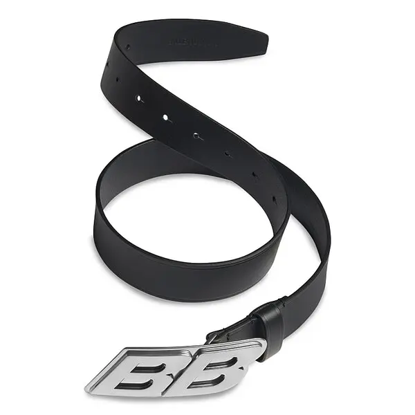 Balenciaga Moto Logo Leather Belt - Black