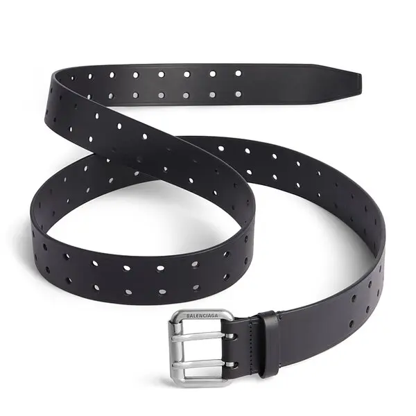 Balenciaga Double Prong Chunky Belt - Black