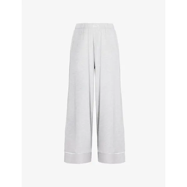 Lounge Contrast-piping Wide-leg Modal-jersey Pyjama Trousers - Grey Marl