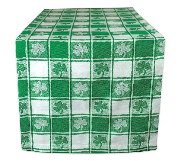 DESIGN IMPORTS Shamrock Woven Check Table Runne R '14x72 - One-color
