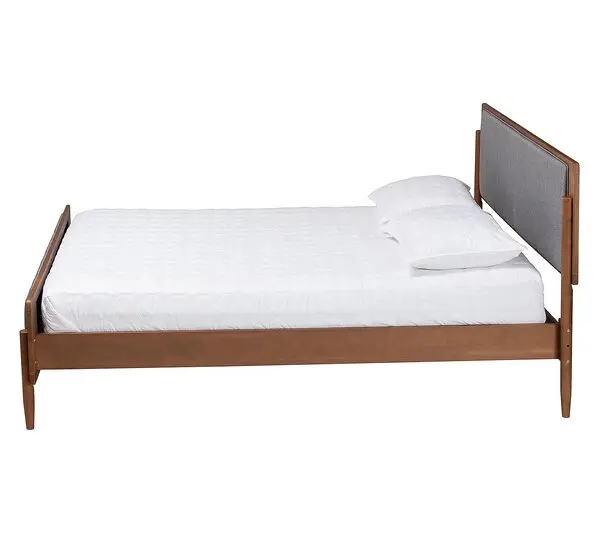 BAXTON STUDIO Powers Grey Fabric And Wood King Platform Bed