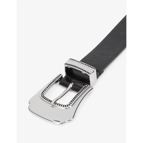 The Kooples Buckle-embellished Leather Belt - Black