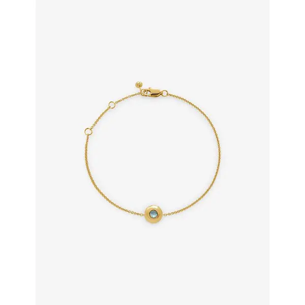 Monica Vinader March Birthstone Aquamarine Bracelet - Yellow Gold